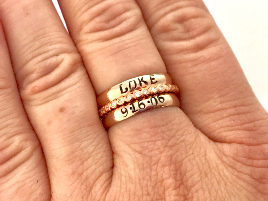 ROSE GOLD custom made stacking rings 14k rose gold Custom name ring ...