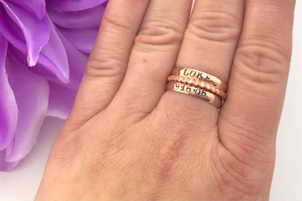 ROSE GOLD custom made stacking rings 14k rose gold Custom name ring ...