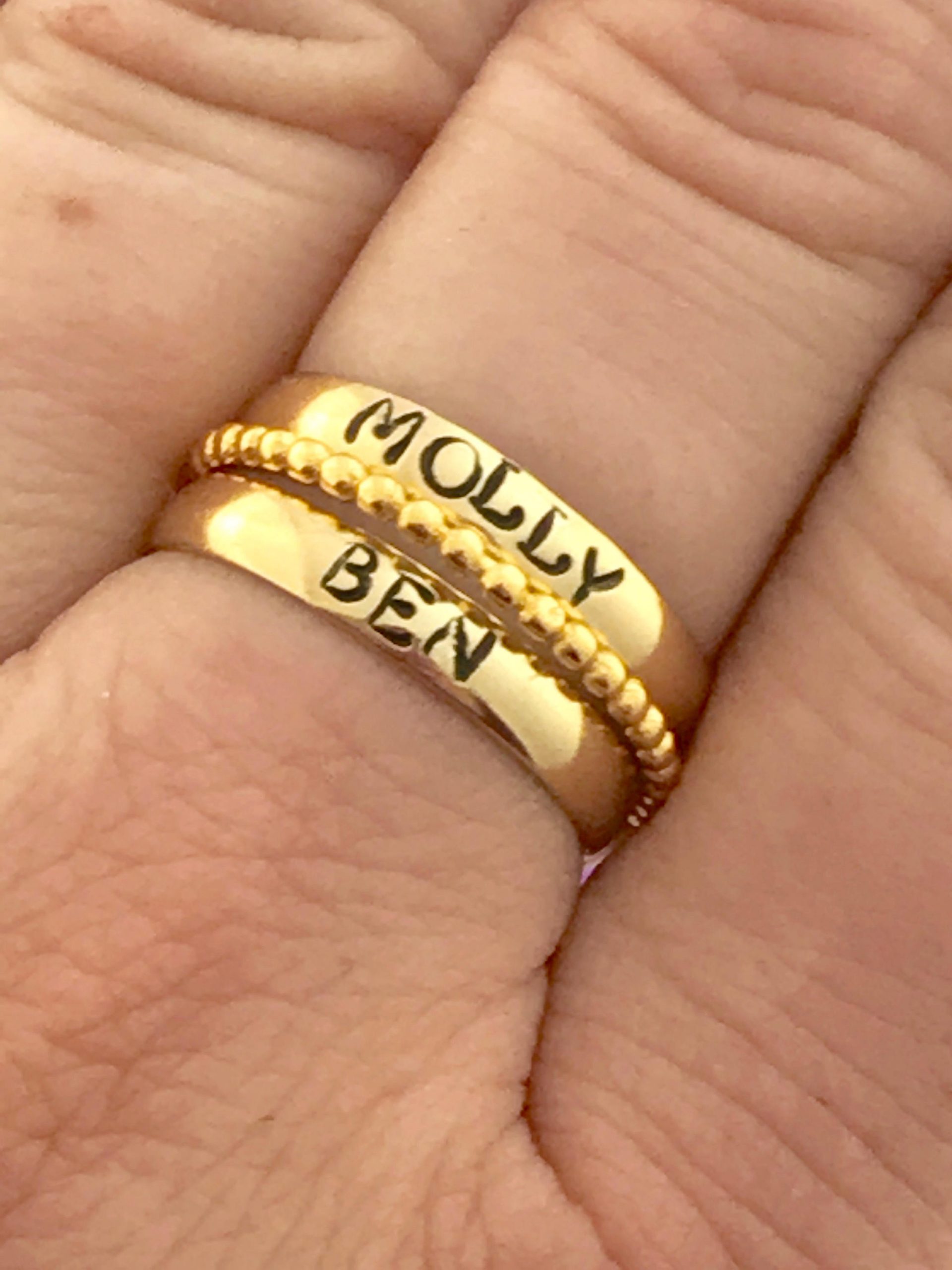 GOLD Custom Name Stacking Rings 14k Gold Custom Name Ring Stacking Ring